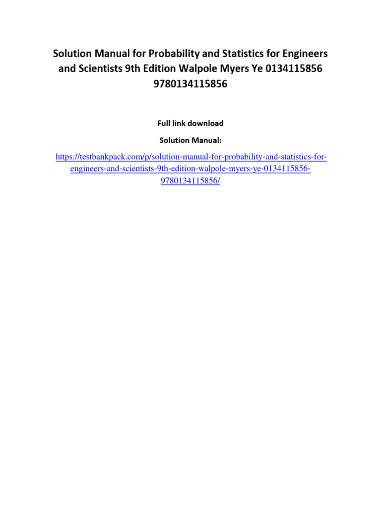 Solution Manual For Probability and Statistics For Engineers and ...