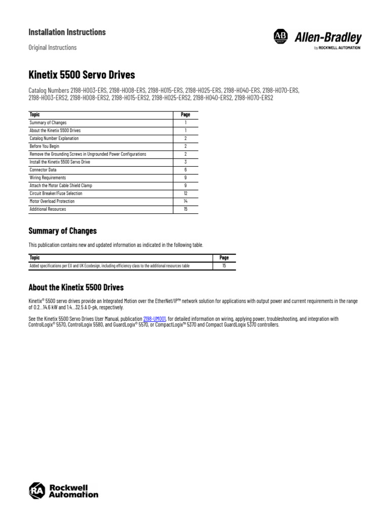 Kinetix 5500 Servo Drives: Installation Instructions | PDF