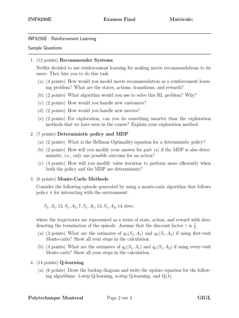 INF8250E Mid Term Sample Qns | PDF