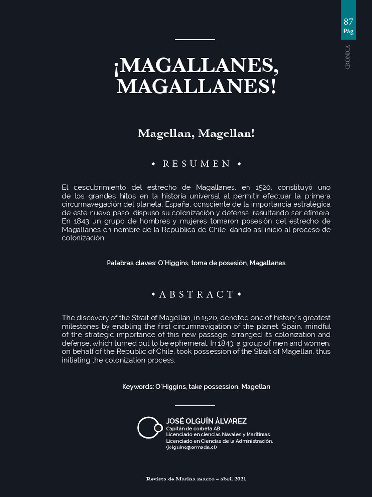 Colonización del Estrecho de Magallanes | PDF