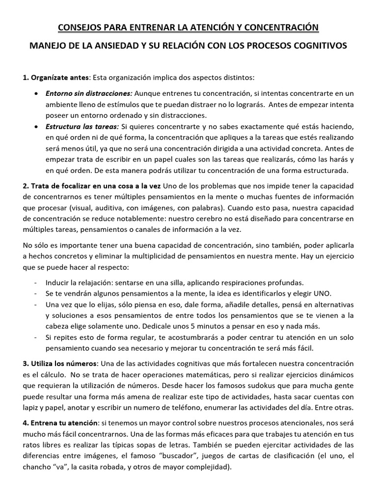Consejos para Mejorar La Atención | PDF Consejos para Mejorar La Atención | PDF