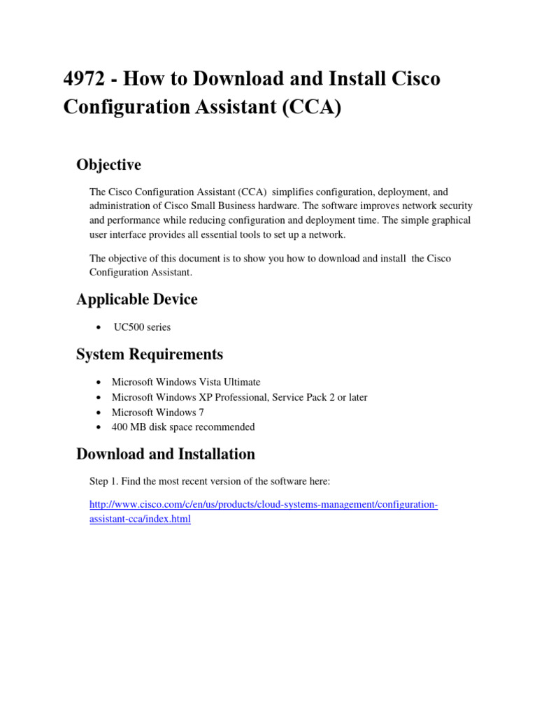 4972 - How To Download and Install The Cisco Configuration Assistant | PDF