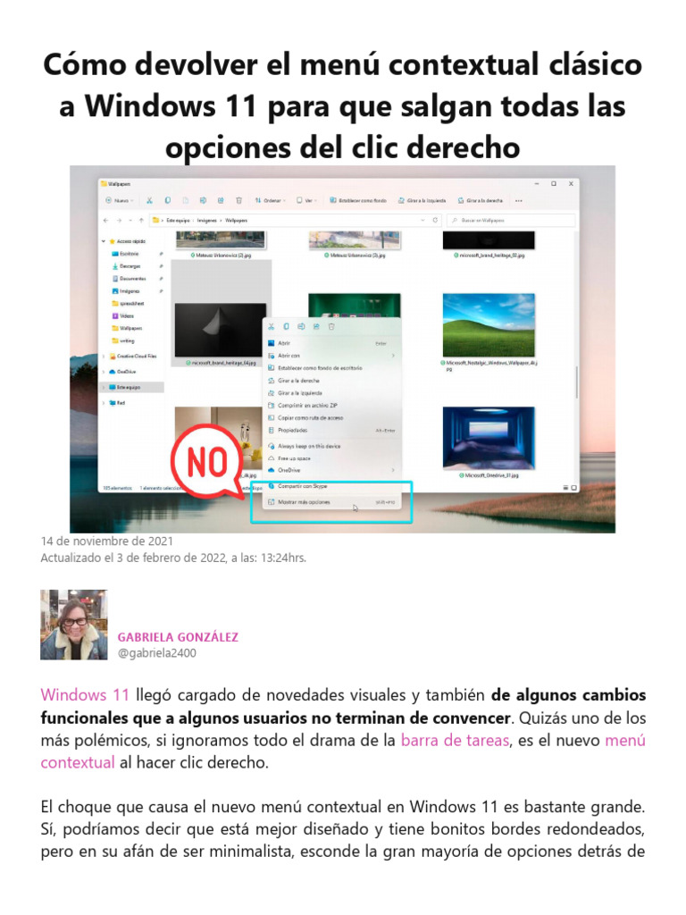 Cómo Devolver El Menú Contextual Clásico A Windows 11 | PDF | Registro de Windows | Software de ...