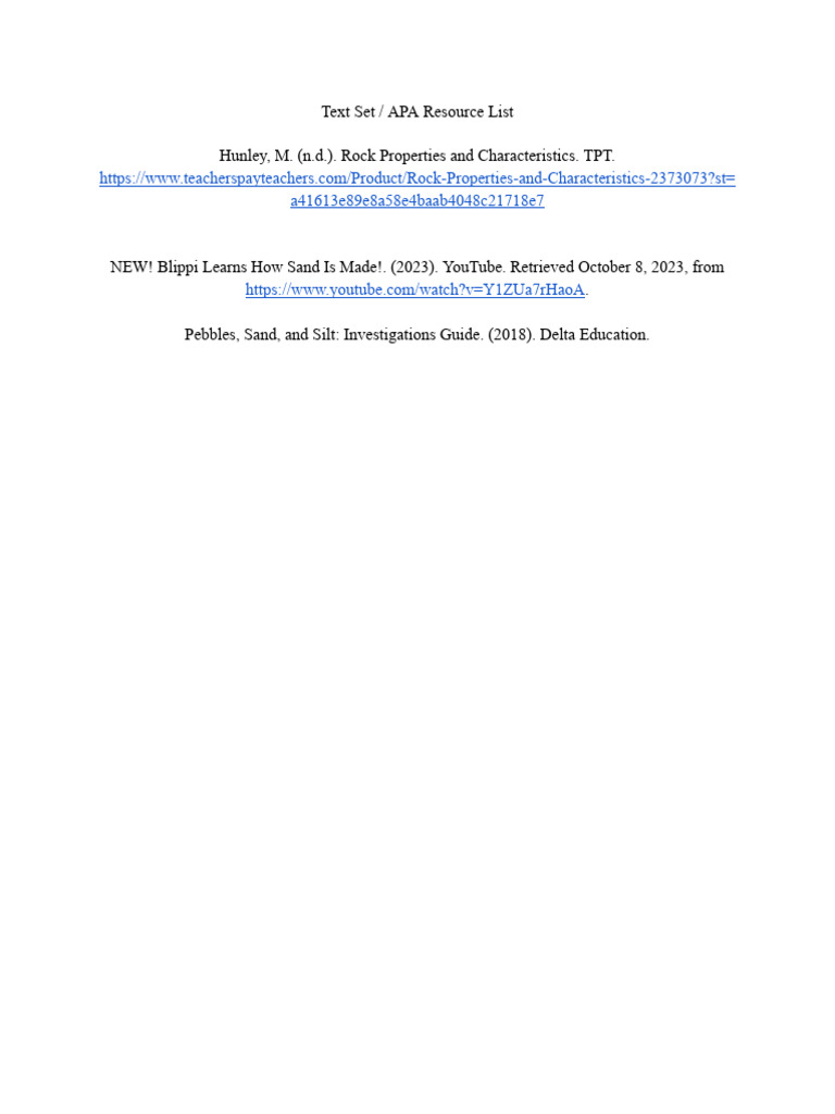 Text Set Apa Resource List 1 | PDF