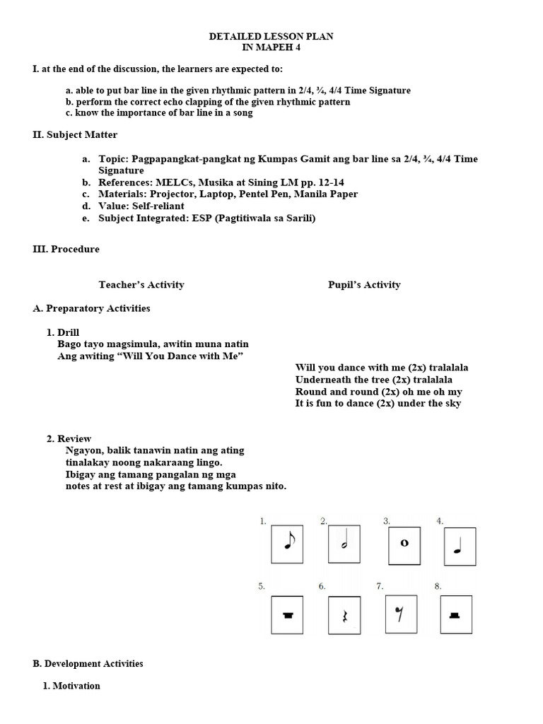 DETAILED LESSON PLAN Music q1 | PDF