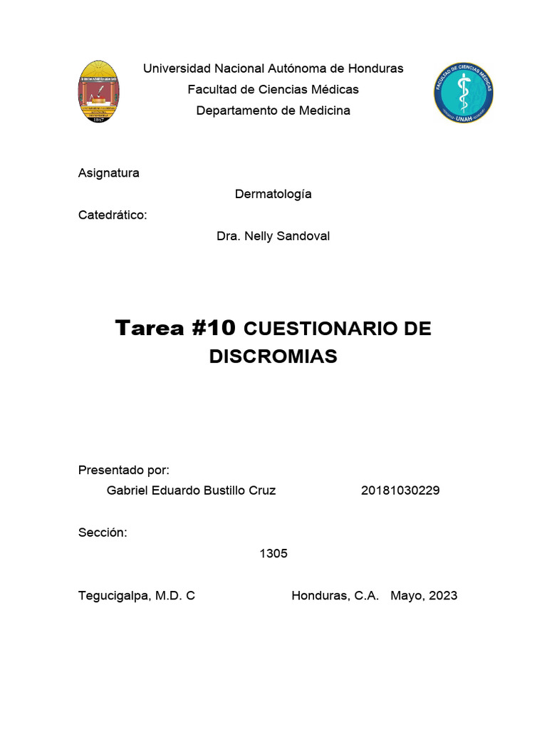 Tarea #10 CUESTIONARIO DE DISCROMIAS | PDF