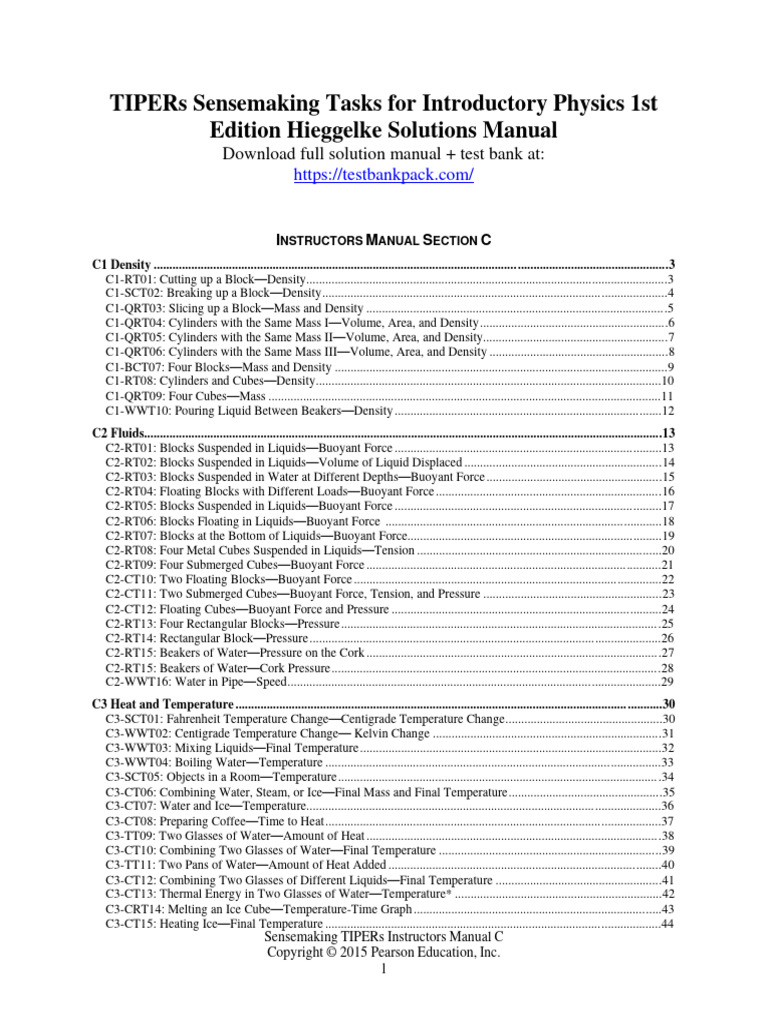 TIPERs Sensemaking Tasks For Introductory Physics 1st Edition Hieggelke ...