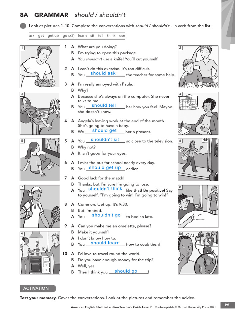 AEF3e Level 2 TG PCM Grammar 8A | PDF