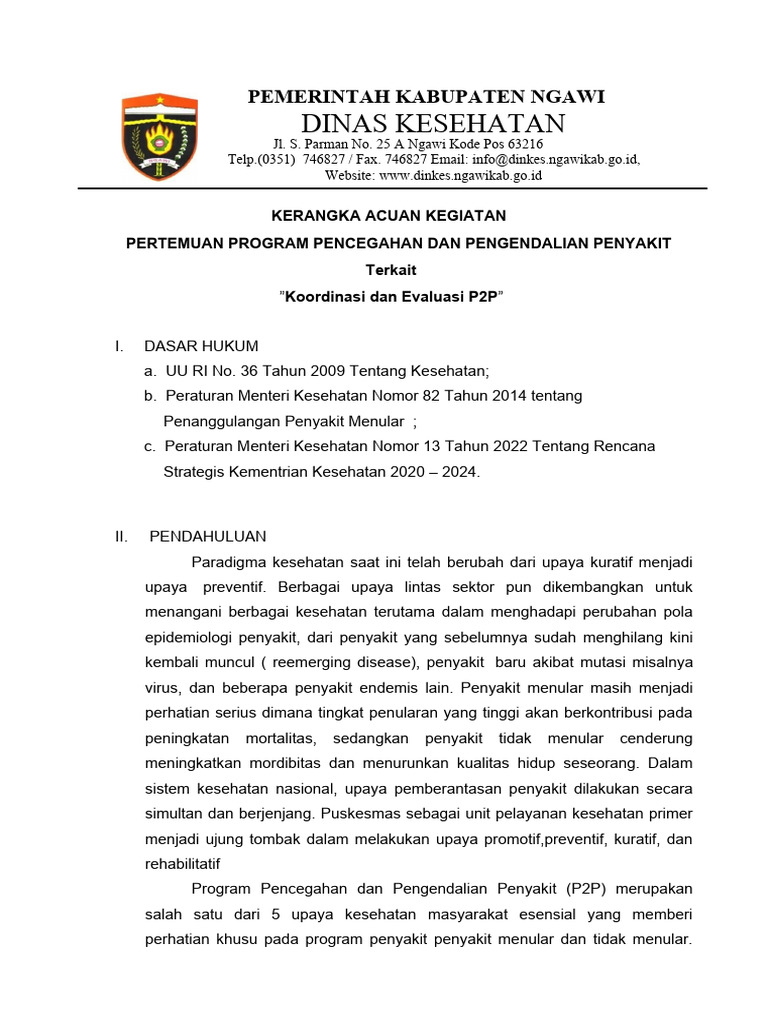Kak Koordinasi Dan Evaluasi p2p | PDF