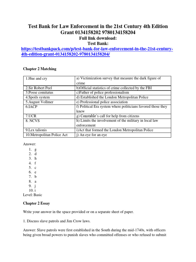Test Bank for Law Enforcement Text | PDF