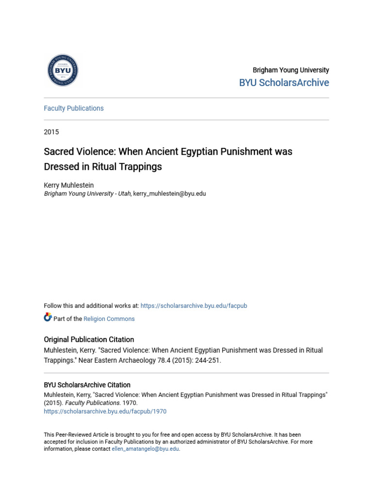 Sacred Violence - When Ancient Egyptian Punishment Was Dressed in | PDF