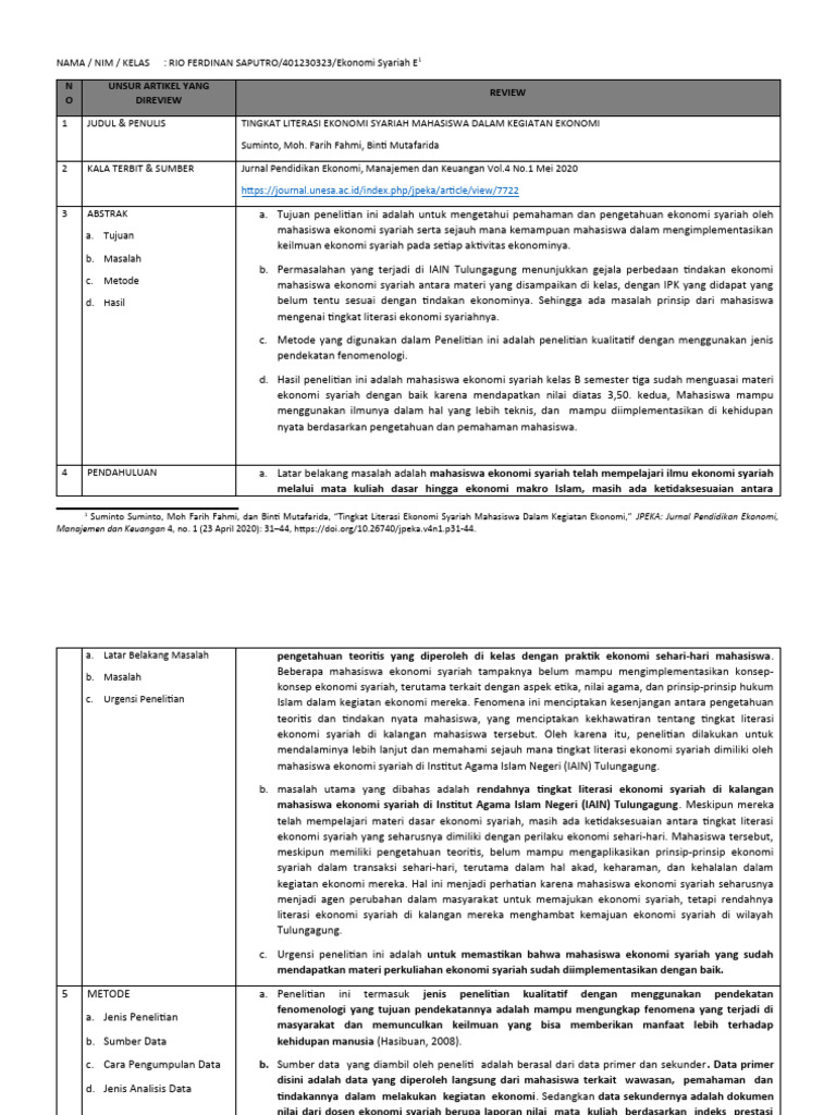 Review Artikel Jurnal Rio Ferdinan Saputro - 401230323 - Es.e | PDF
