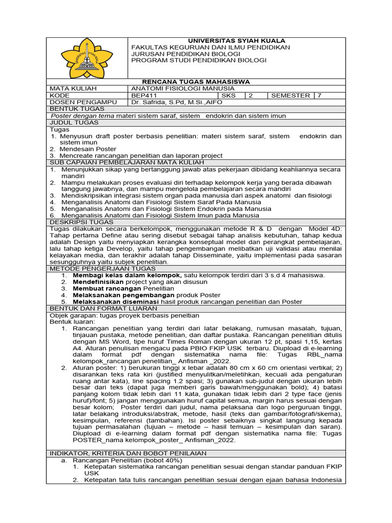 Rencana Tugas Mahasiswa RTM 1 SAF 8-8-2023 | PDF | Karier & Perkembangan | Seni & Disiplin Bahasa
