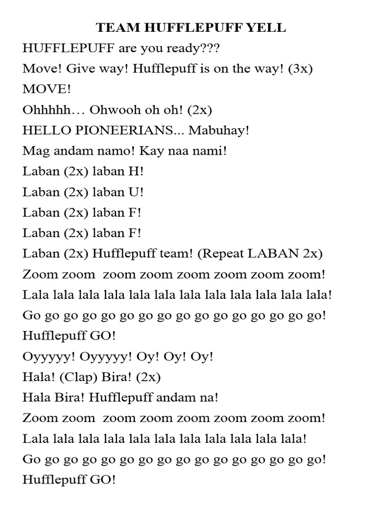 Team Hufflepuff Yell | PDF