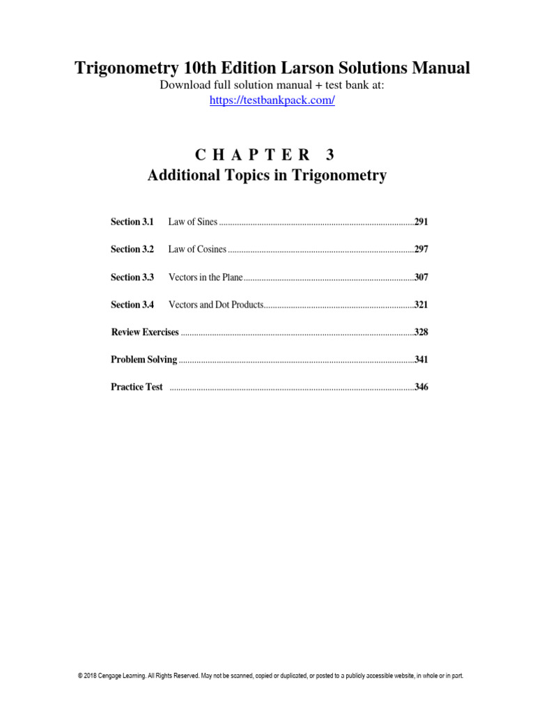 Trigonometry 10th Edition Larson Solutions Manual 1 | PDF