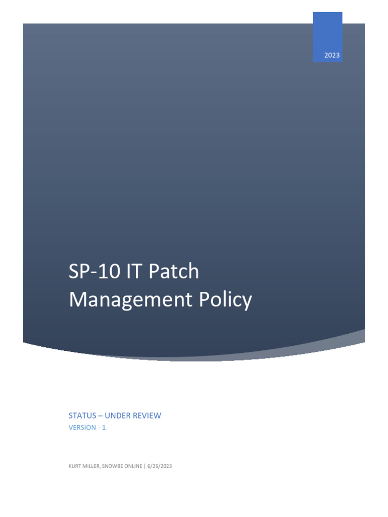 Patch Management Policy | PDF
