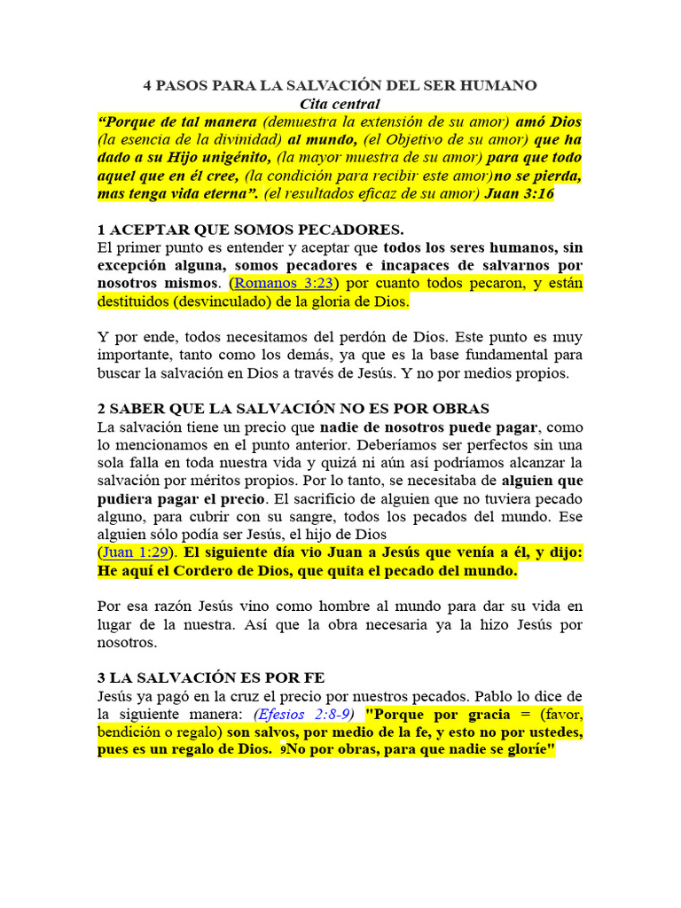 4 Pasos para La Salvación Del Ser Humano | PDF