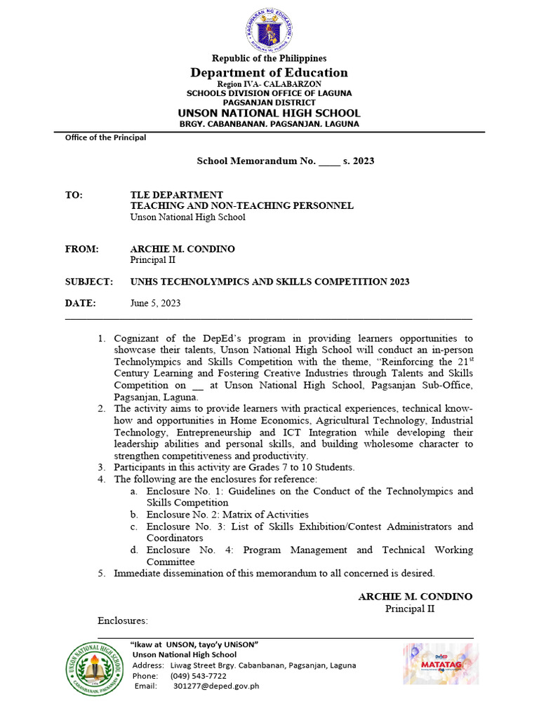 UNHS Technolympics 2023 Overview | PDF | Learning | Cognition