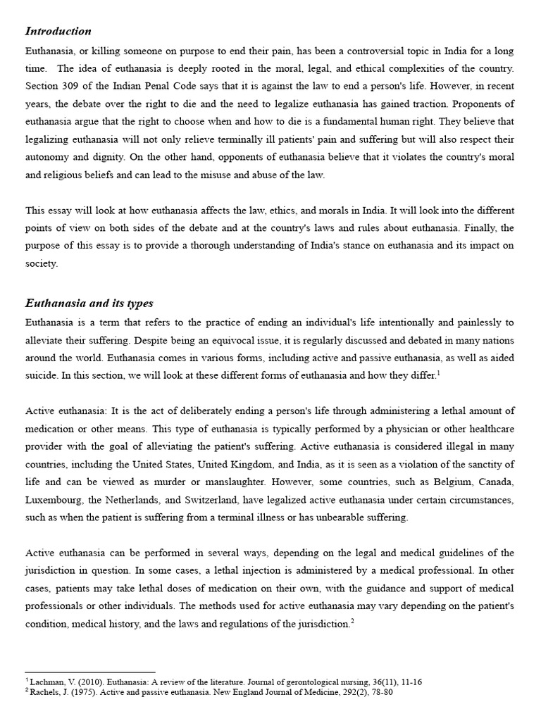 Right To Die Analyzing India's Stance On Euthanasia | PDF