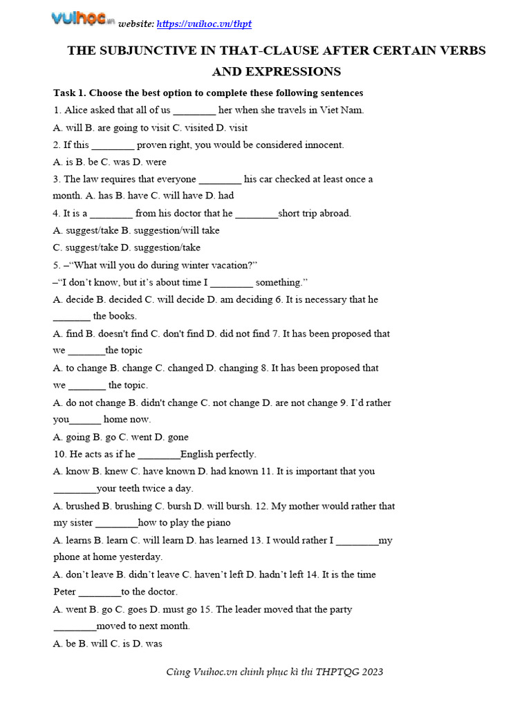 Subjunctive Mood Exercises for Students | PDF | Social Science