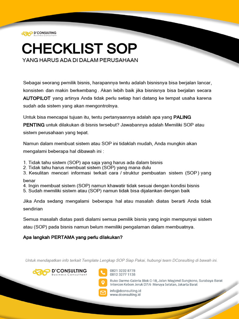 Checklist SOP Tool DConsulting | PDF