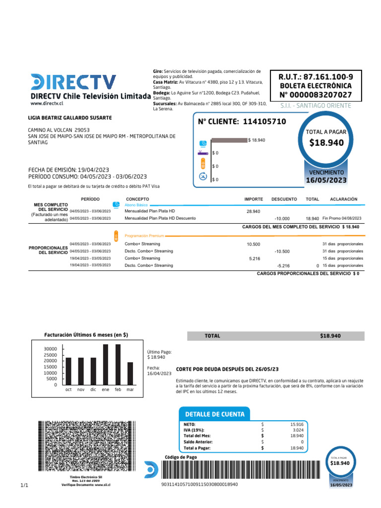 Boleta Directv | PDF
