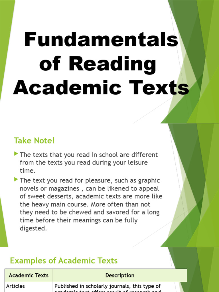 Fundamentals of Reading Academic Texts | PDF