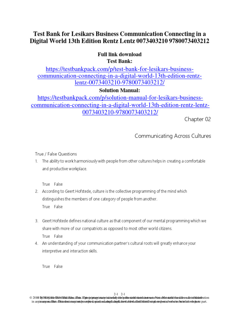 Business Communication Test Bank | PDF