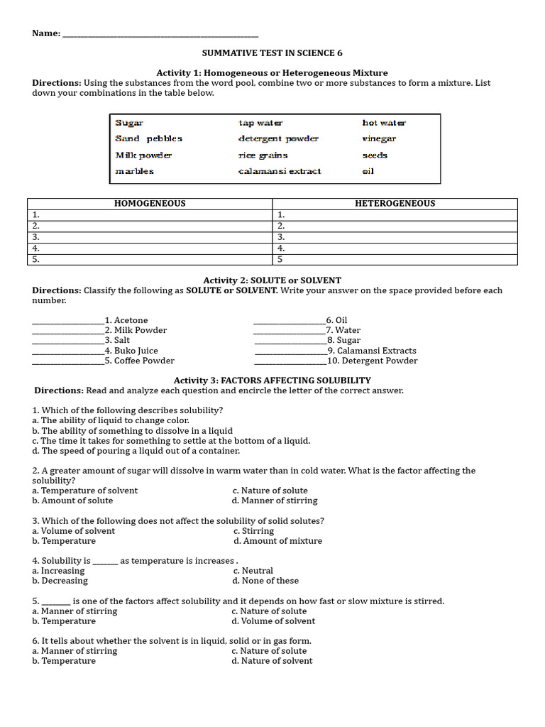 Summative Science 6 | PDF