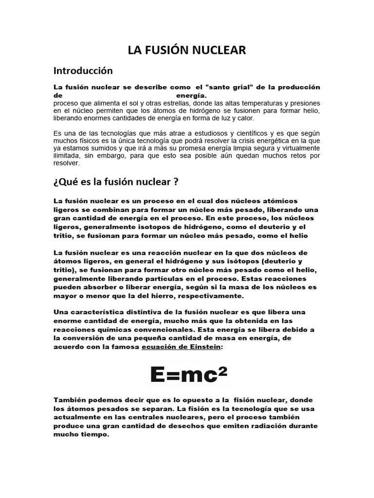 La Fusión Nuclear | PDF