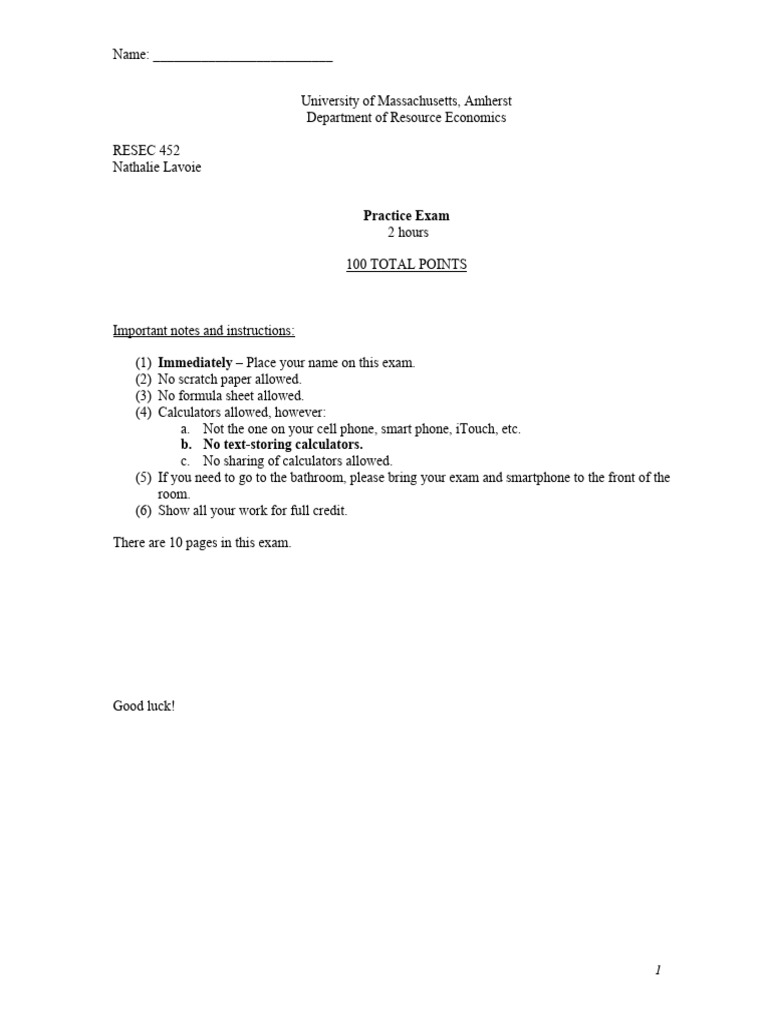 Practice Midterm Exam | PDF