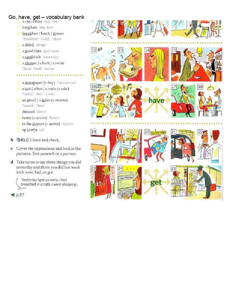 Go, Have, Get - Vocabulary Bank | PDF