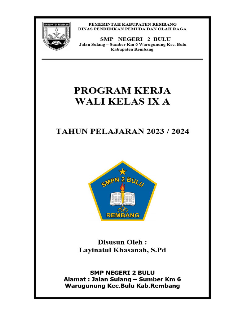 Program Kerja Wali Kelas | PDF