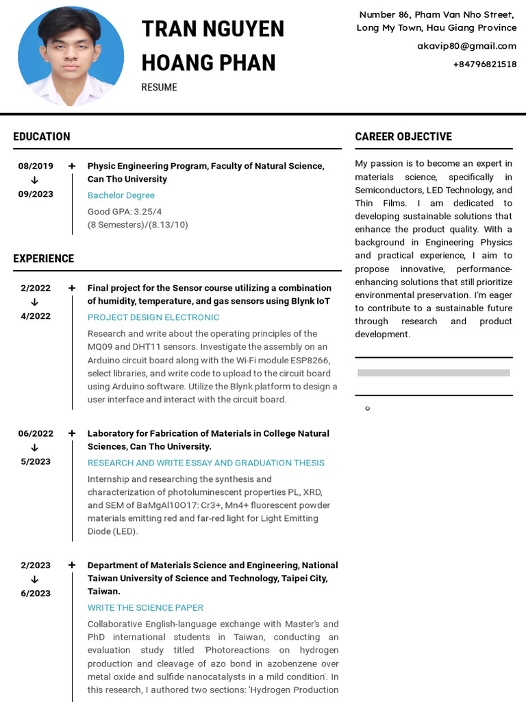 CV TRAN NGUYEN HOANG PHAN - Cv ứng tuyển du học Đài chúc cậu may mắn ...