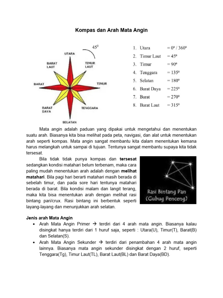 Kompas Dan Arah Mata Angin | PDF