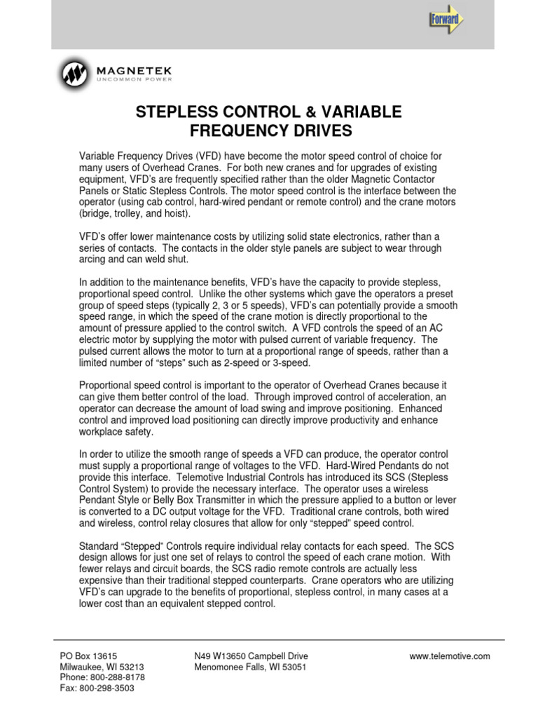 Stepless Control & Variable Frequency Drives | PDF | Electric Motor ...