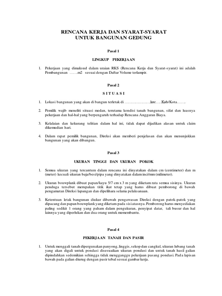 Contoh RKS Bangunan Sederhana - 3.4&4.4 | PDF