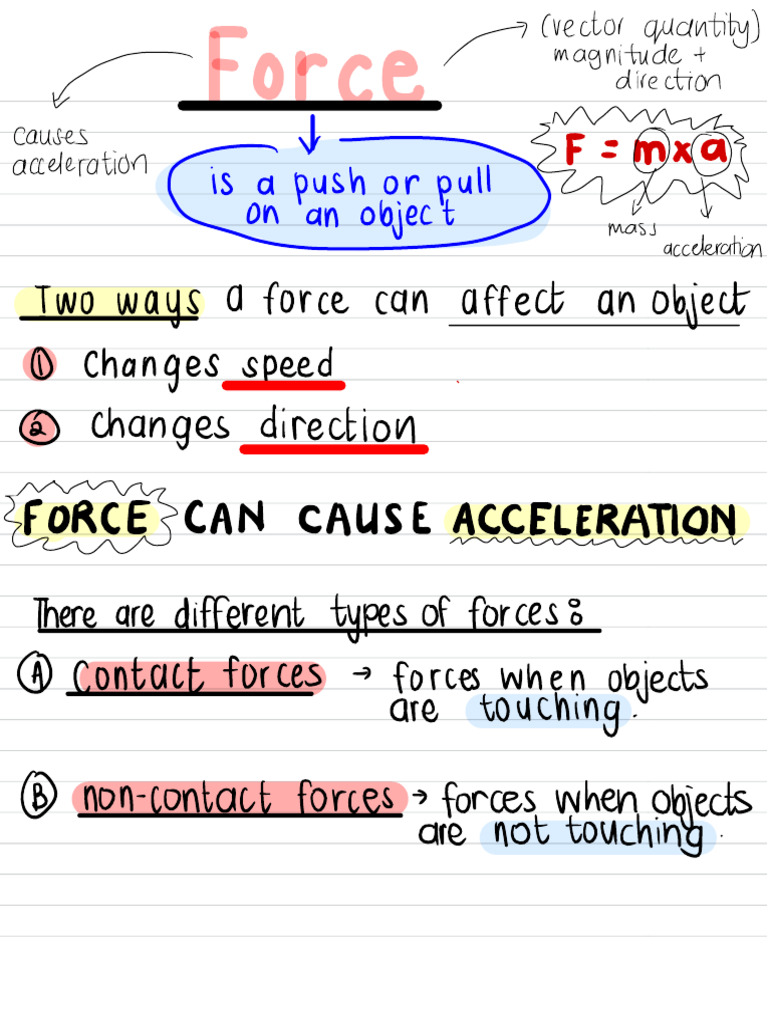 Force and Acceleration Notes | PDF