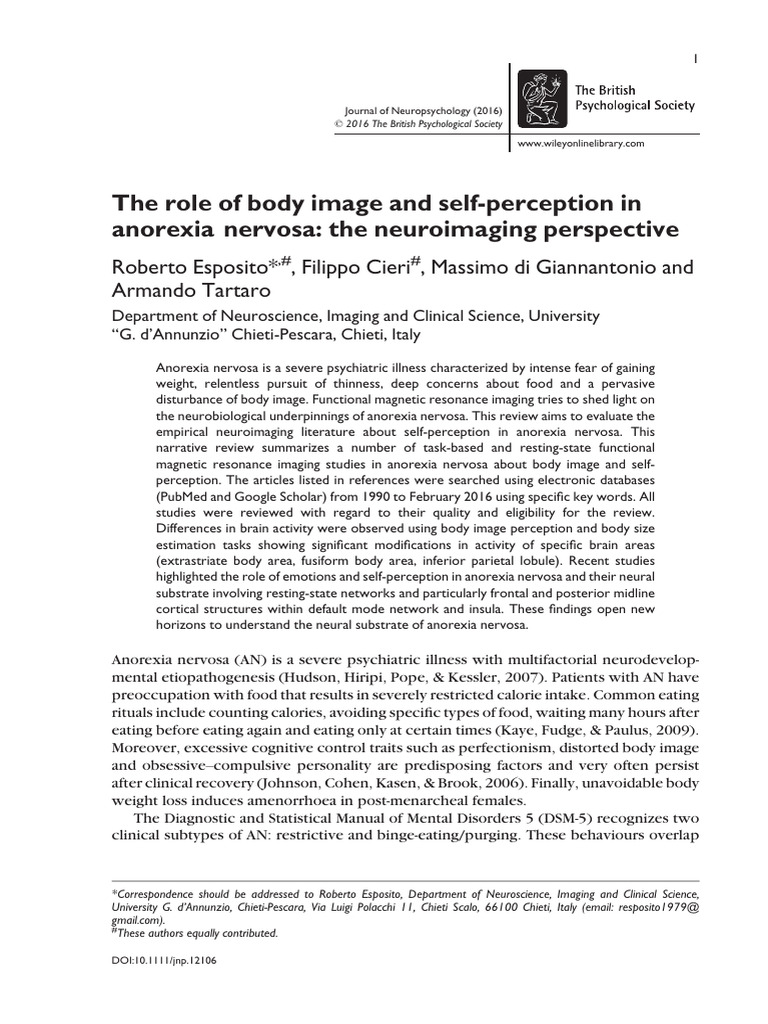 The Role of Body Image and Self-Perception in | PDF