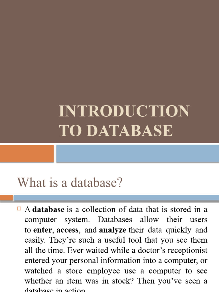 Lesson 1 Introduction To Database | PDF