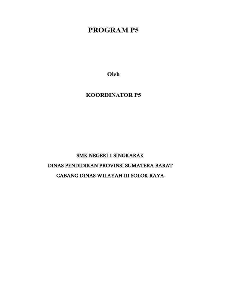 Program P5 SMKN 1 Singkarak | PDF