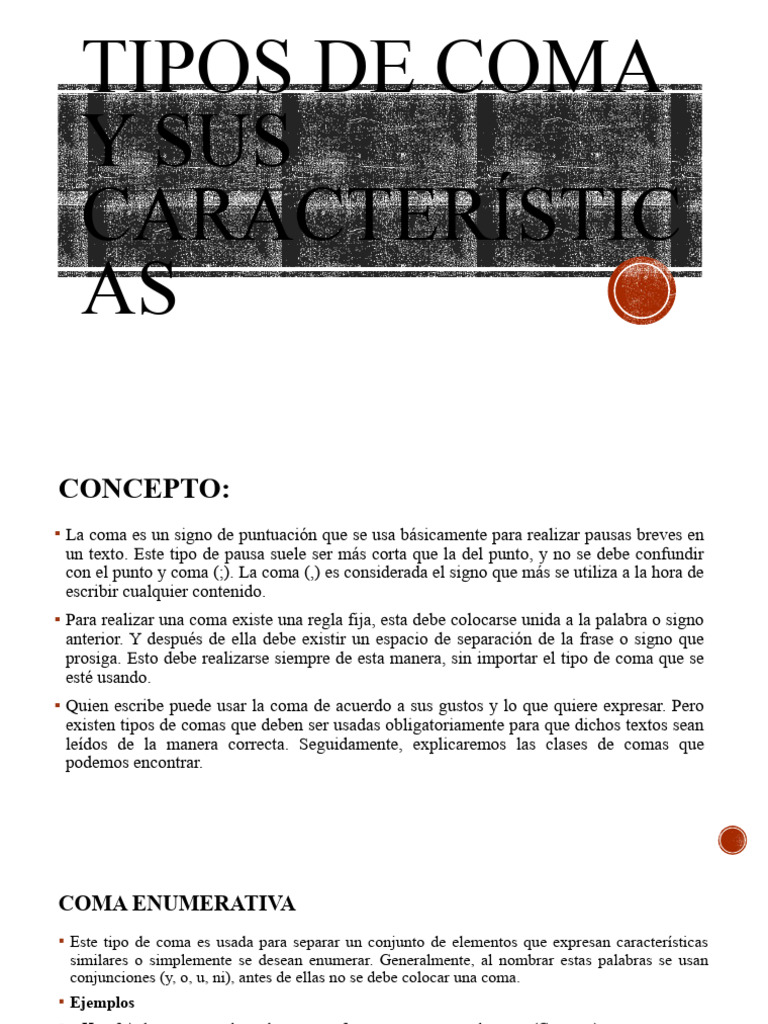 Tipos de Coma y Sus Características | PDF