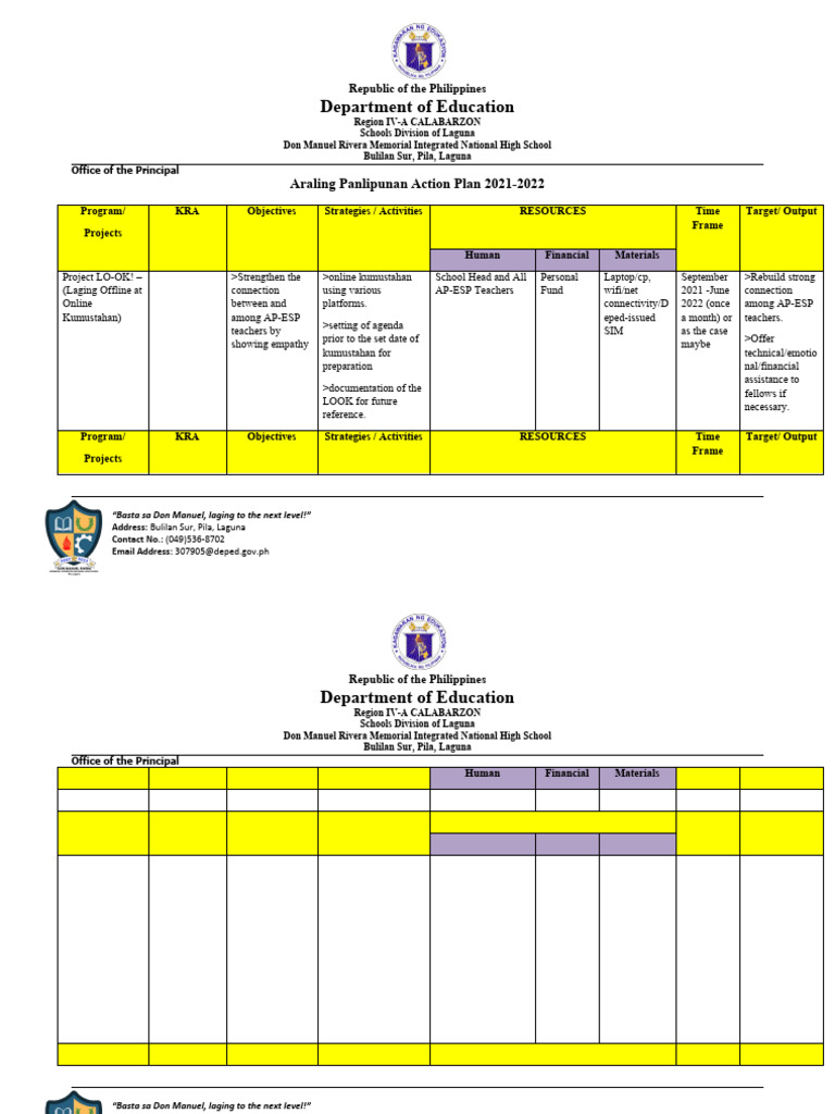 Sample Action Plan | PDF