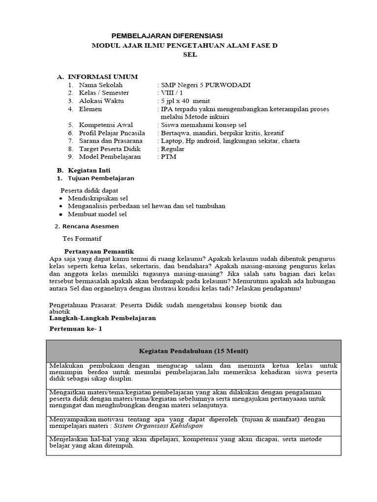 MODUL AJAR Sel Edit | PDF