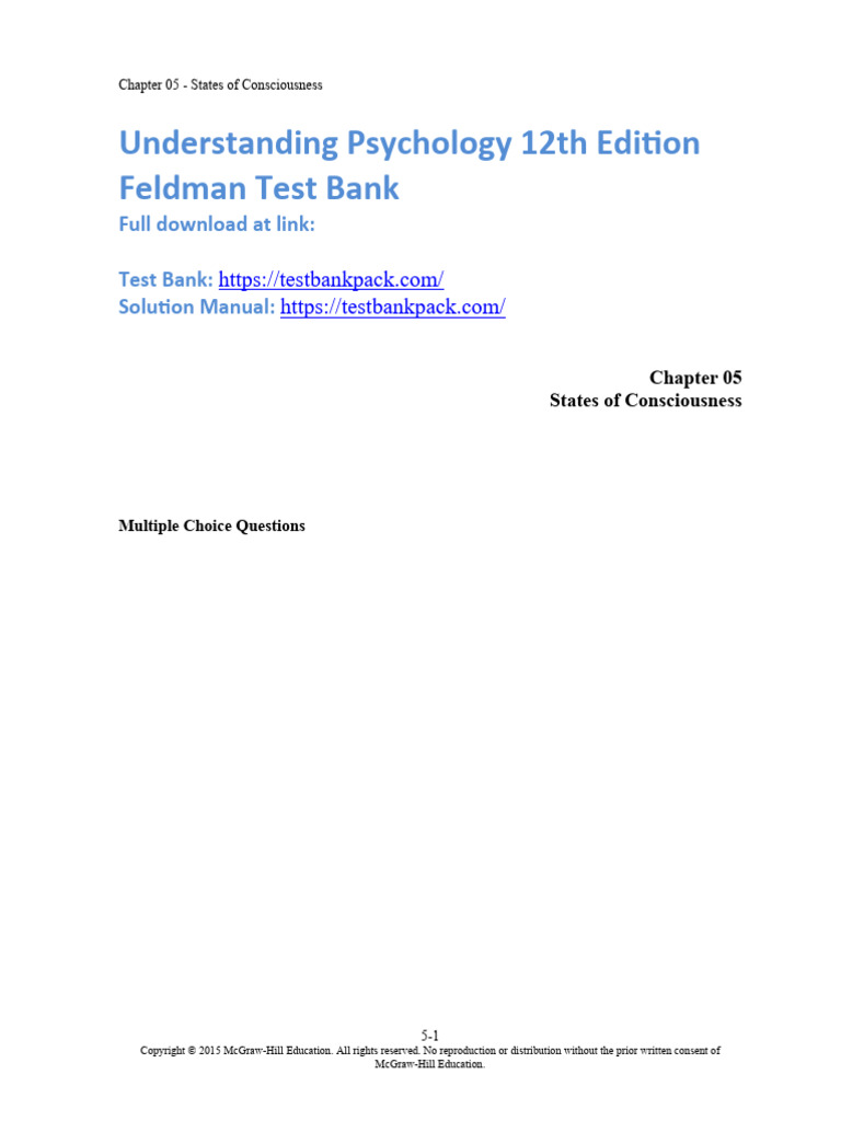 Understanding Psychology 12th Edition Feldman Test Bank 1 | PDF