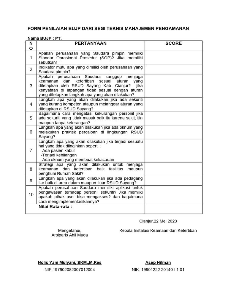 Pertanyaan Untuk Calon BUJP | PDF