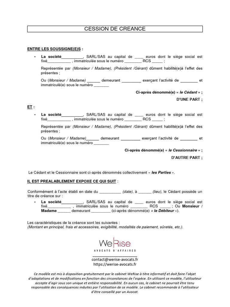 Modèle de Cession de Créance | PDF
