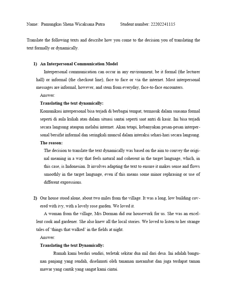 Translation Formal-Dynamic | PDF