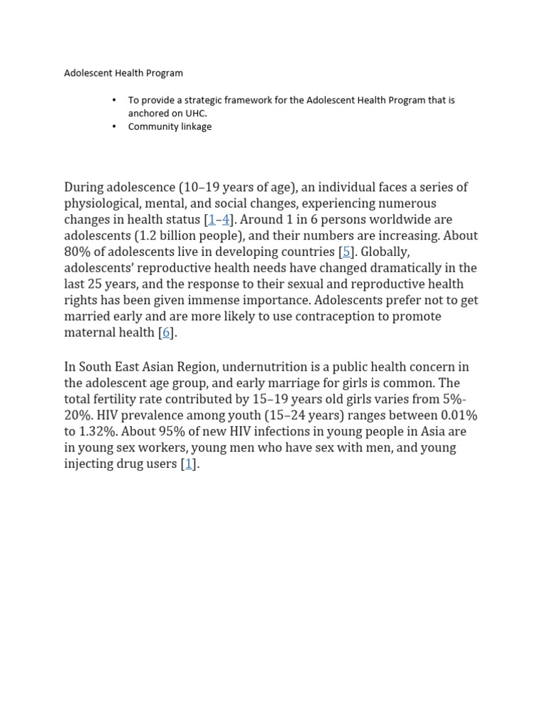 Adolescent Health Program Overview | PDF