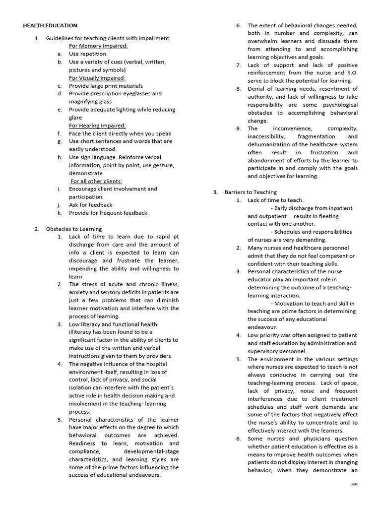 Health Education - Reviewer For Revalida | PDF